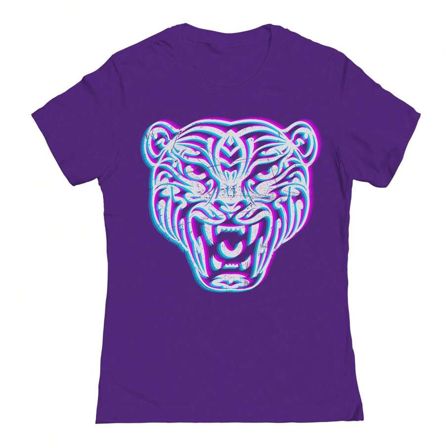 Nearly There Tiger Graphic Ladies Cotton T-Shirt | SHEIN USA