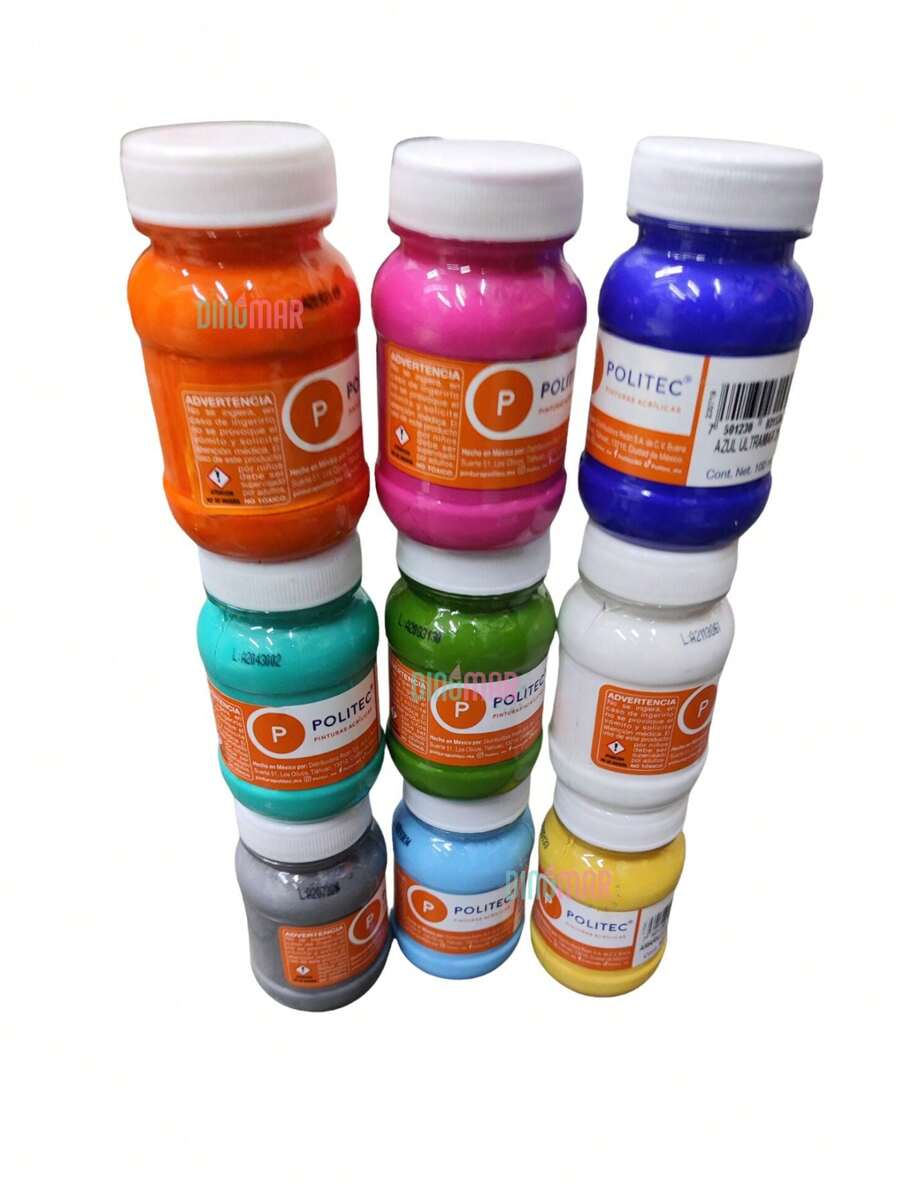 5 Pots Of Politec Paint Assorted Colors Different Colors 5 Different ...