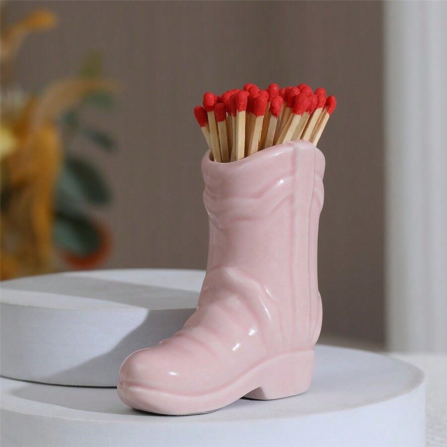 Cowboy Boot Match Holder With Striker - Coastal Home Ceramic Cowgirl ...