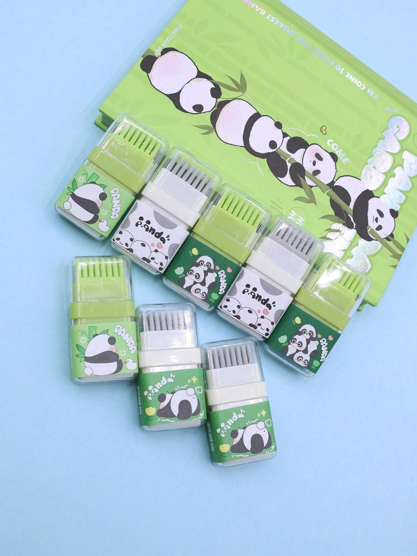 1pc Creative Cute Panda Design Rubbers With Brush For Students, Random ...