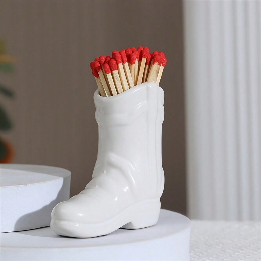Cowboy Boot Match Holder With Striker - Coastal Home Ceramic Cowgirl ...