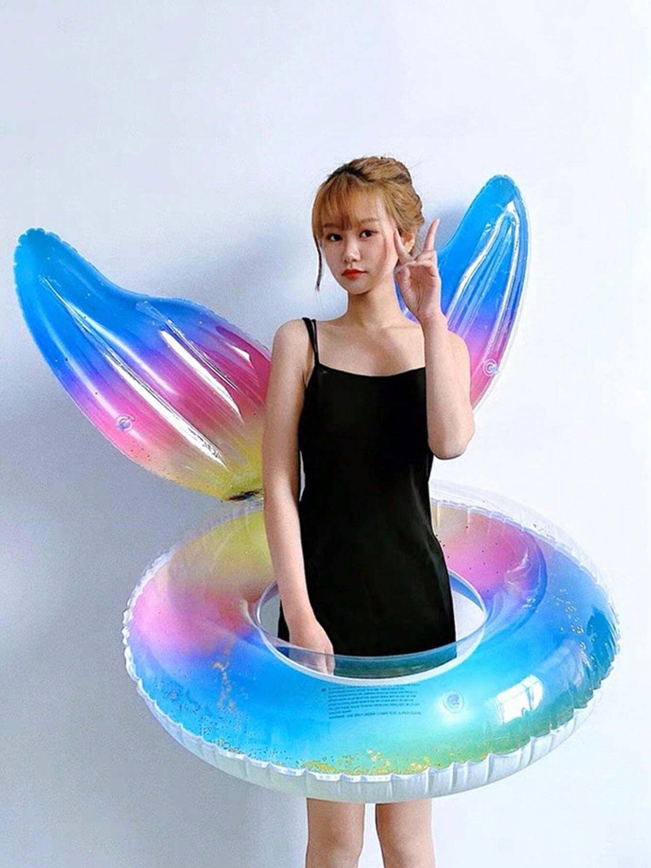 Popular Rainbow Sequin Mermaid Tail Swim Ring, Inflatable Pool Float ...