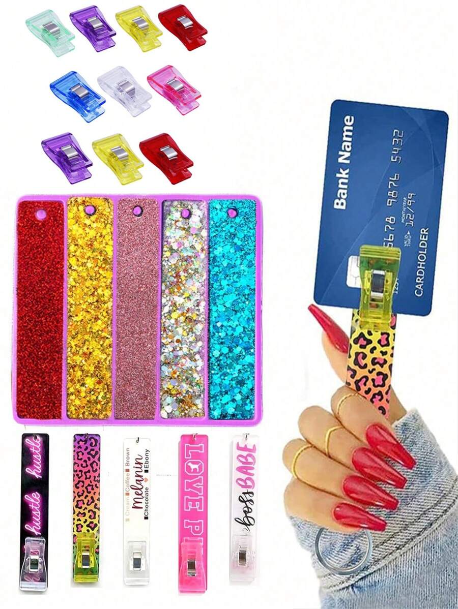 1 Credit Card Puller Silicone Resin Mold, 10 Assorted Color Acrylic ...