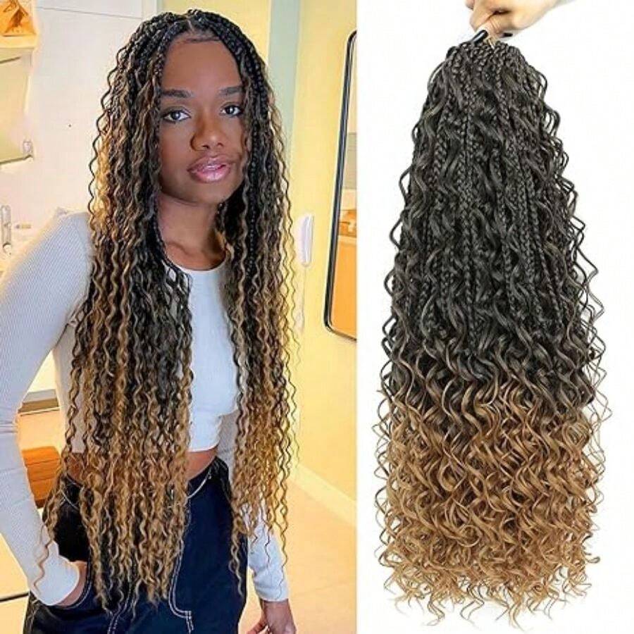 8 Packs 22 Inch Crochet Box Braids- Boho Box Braids Crochet Braids Hair ...