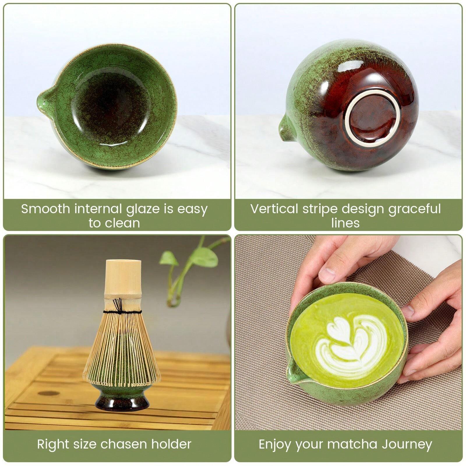 Conjunto de 4 peças Whisk de Matcha Elegante - Conjunto Japonês de Chá ...