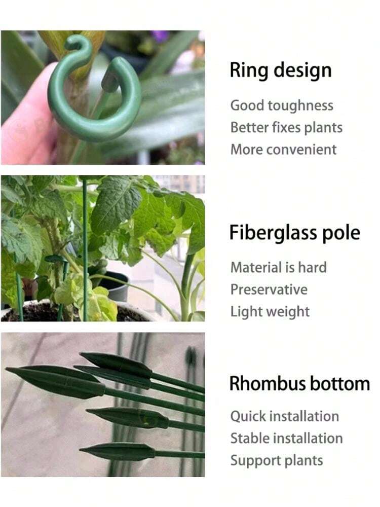 10 Pcs Plant Support Stakes, Garden Single Stemmed Plant Support Hoops ...