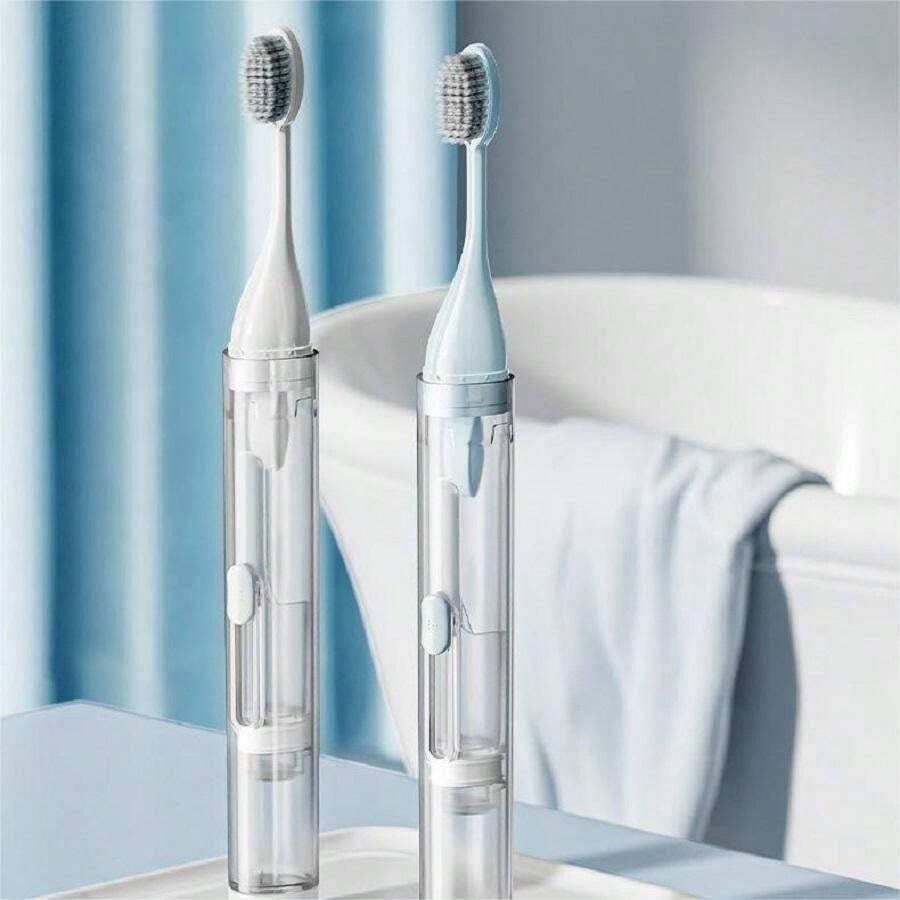 Toothbrushes Kit Fold Travel Size Built-In Travel Toothpaste Container ...