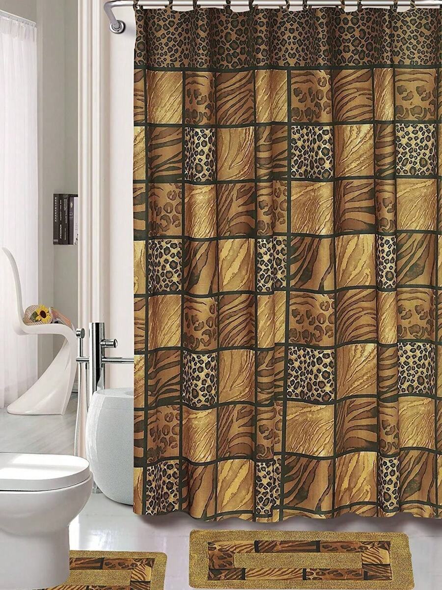 15PC Bathroom Rugs And Shower Curtain Set | SHEIN USA