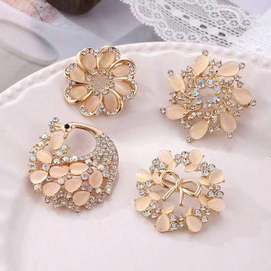 Shiny Golden Cat Eye Stone Brooch: Versatile And Elegant, Sparkling ...