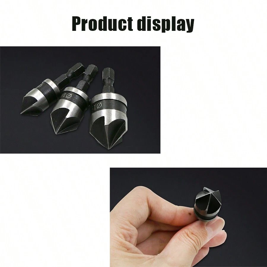 3pcs 12/16/19mm 5/7 Flute 90 Degrees Chamfer Drill Bit Set Wood Working ...