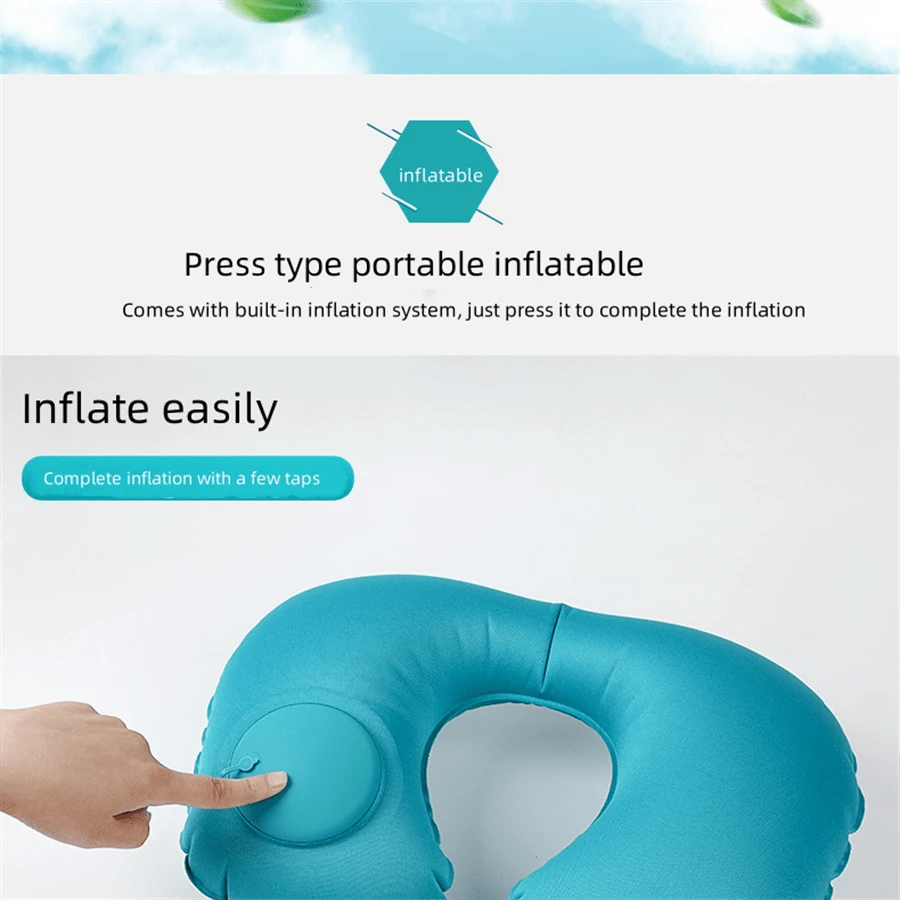 1pc Portable Press Inflatable Neck Pillow U-Shaped Pillow, Auto ...