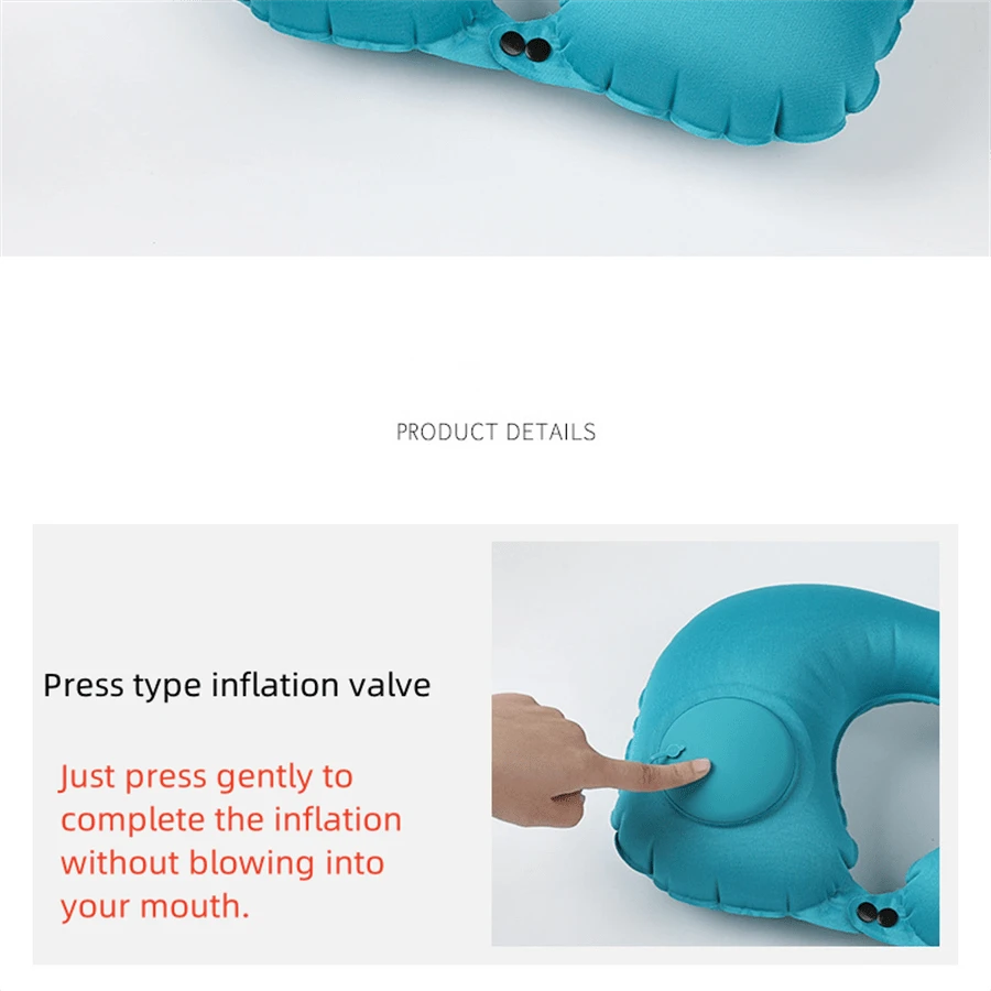1pc Portable Press Inflatable Neck Pillow U-Shaped Pillow, Auto ...