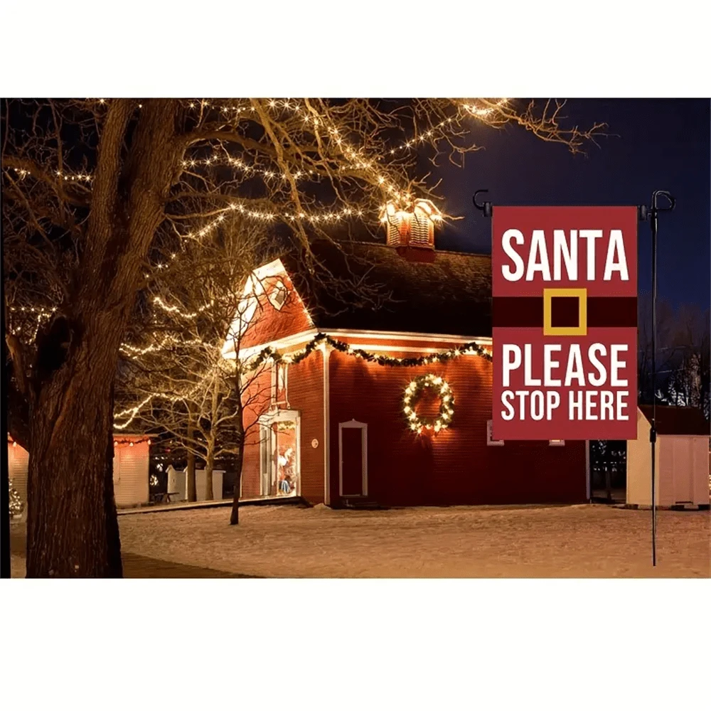 1pc Santa Claus Garden Flag Merry Christmas Yard Flag Thickness Burlap Holiday Garden