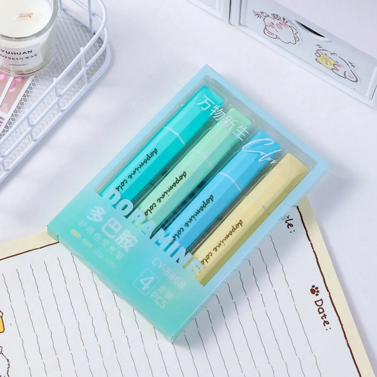 Aesthetic Cute Highlighters, No Bleed Dry Fast Easy To Hold, Perfect ...