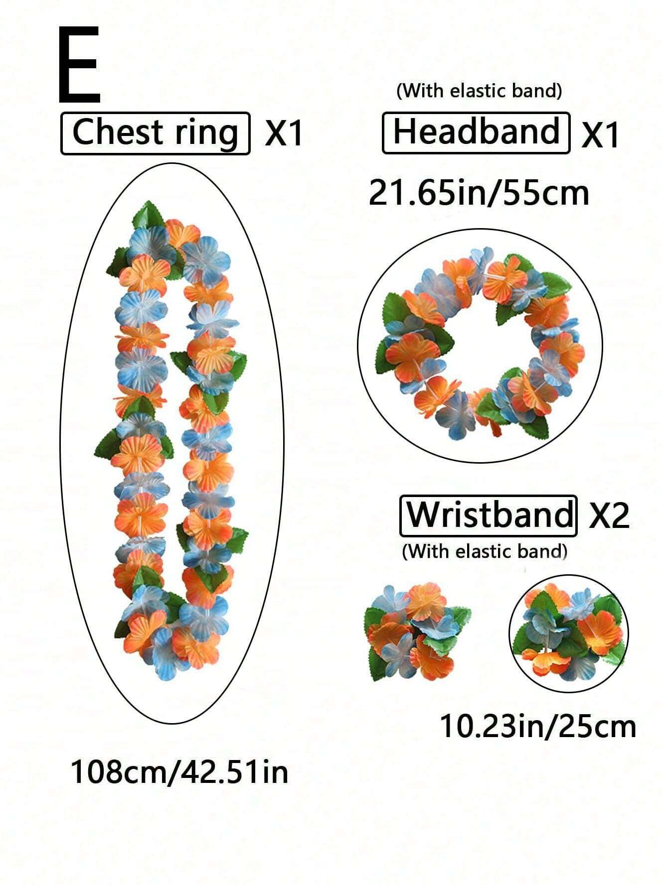 4pcs/Set Hawaiian Flower Garlands Set, Hawaiian Leis Necklace, Hawaii ...