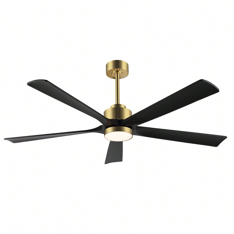 60 Inch Modern Ceiling Fan With Light Kit, 5 Solid Wood Blades, 6-Speed ...