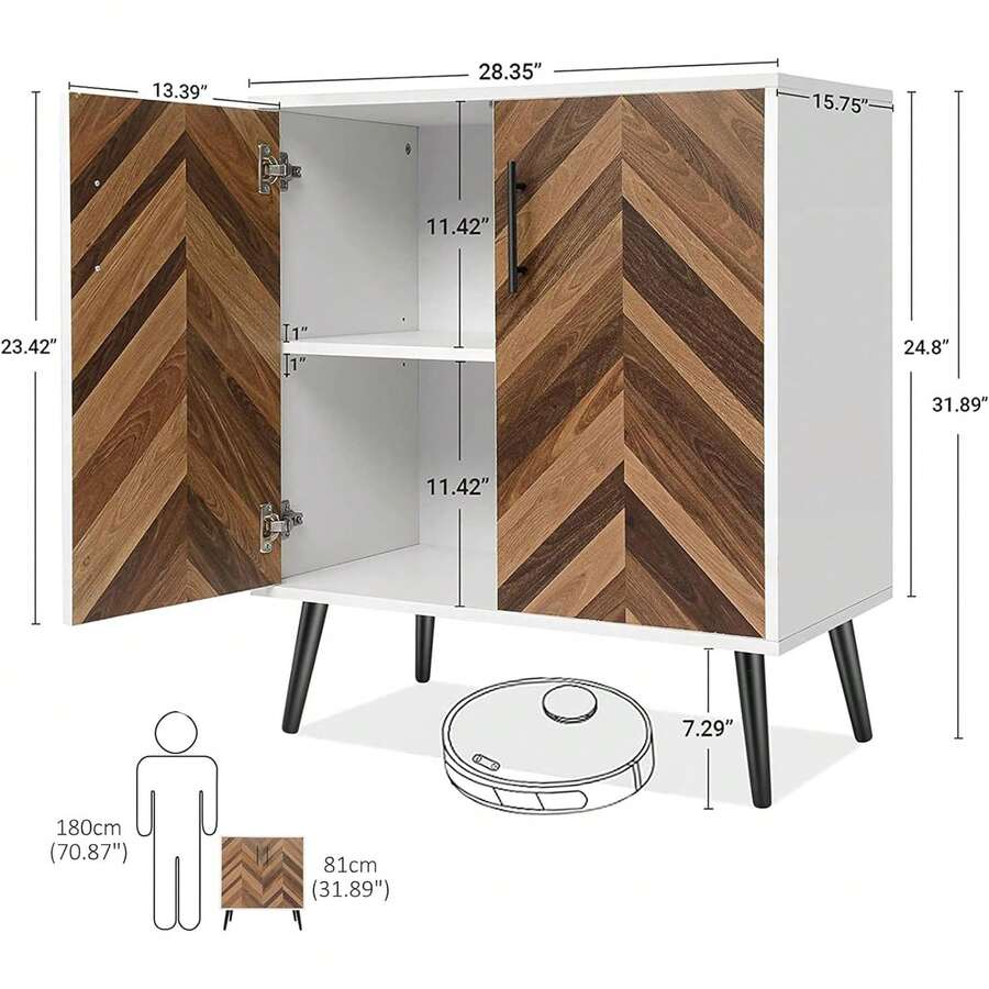 Storage Cabinet With 2 Doors, Modern Sideboard Buffet Cabinet With ...