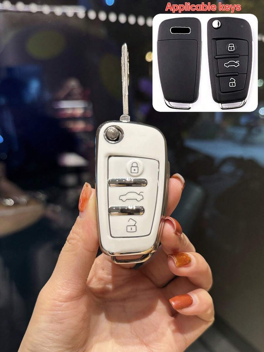 1 Pc 3 Buttons TPU Car Fold Key Case Cover, Fit For Audi A1 A3 Q3 Q7 R8 A6L TT Keyless ...