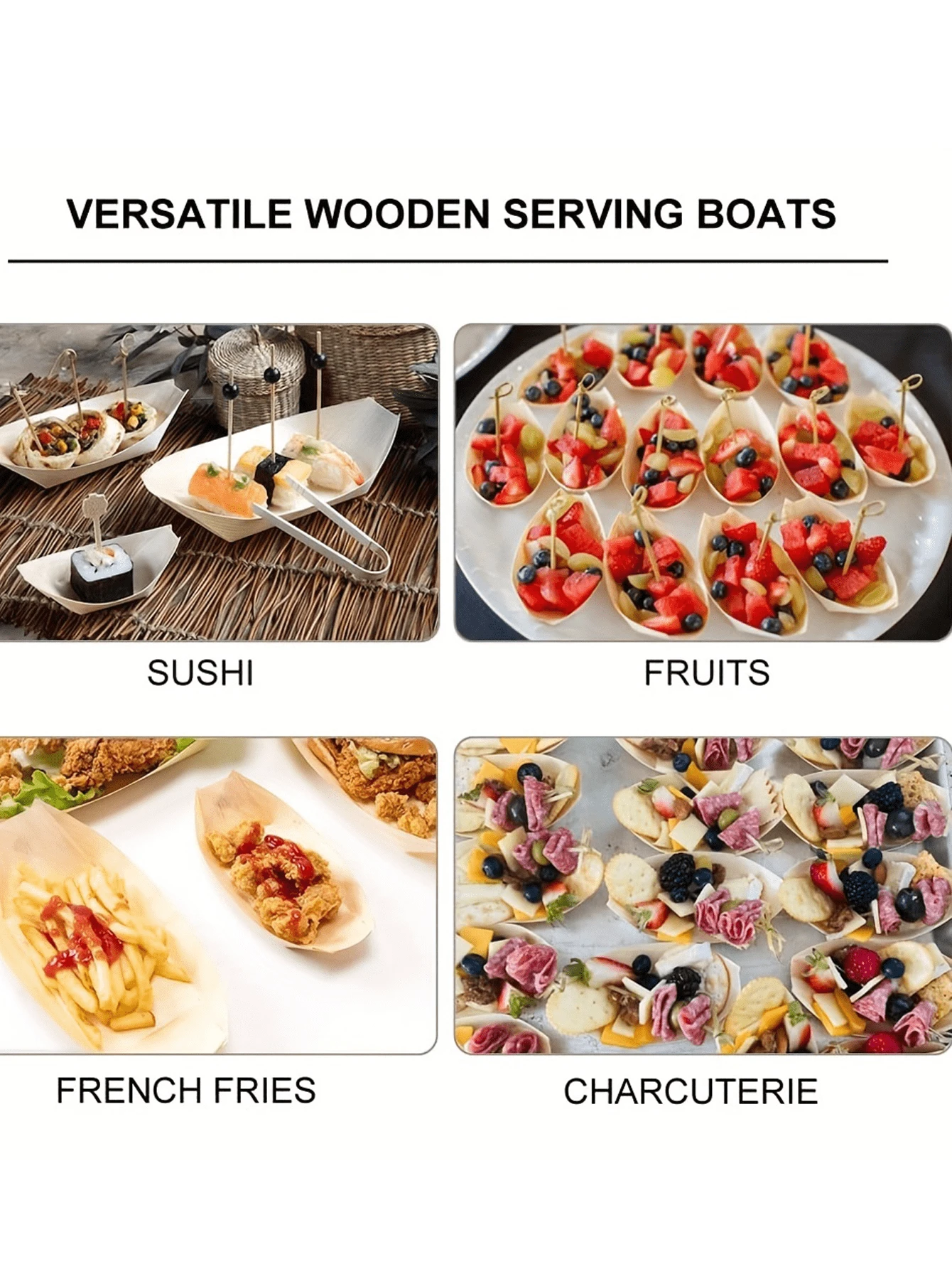 25pcs Wood Boat Plates, Sushi Boat Shape Serving Tray, Wood Paper ...