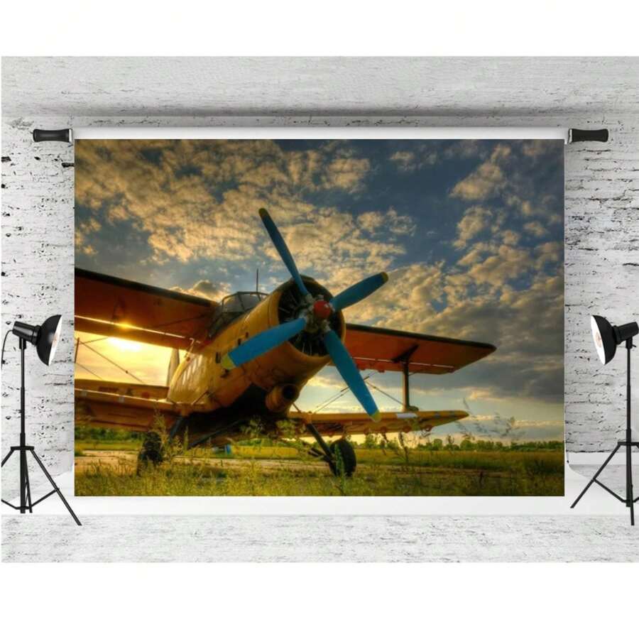 Biplane Landing Home Photography Background Vintage Aircraft Backdrop ...