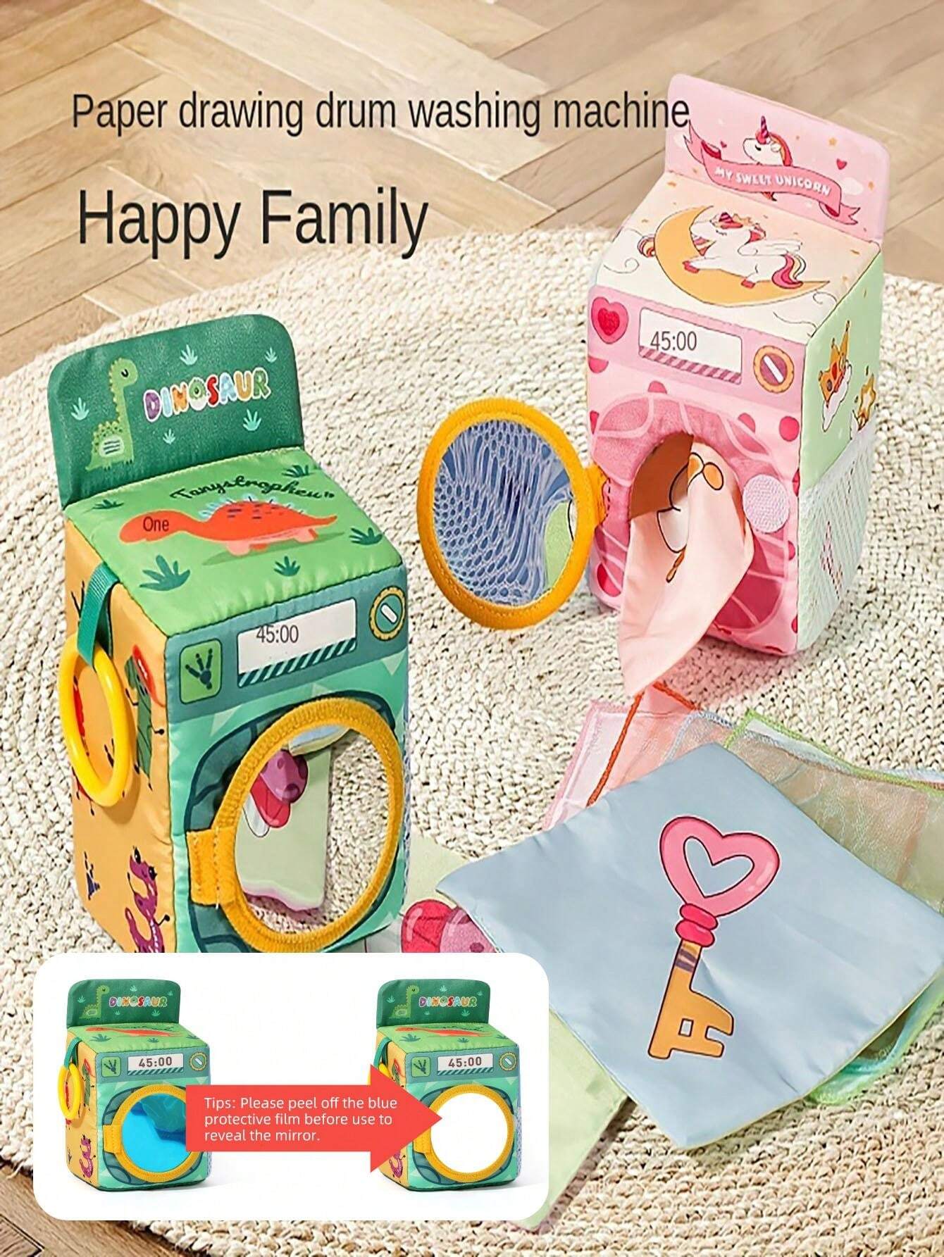 USYQF 12 Pc Fun Washing Machine Baby Tissue Box With Stimulating Mirror ...