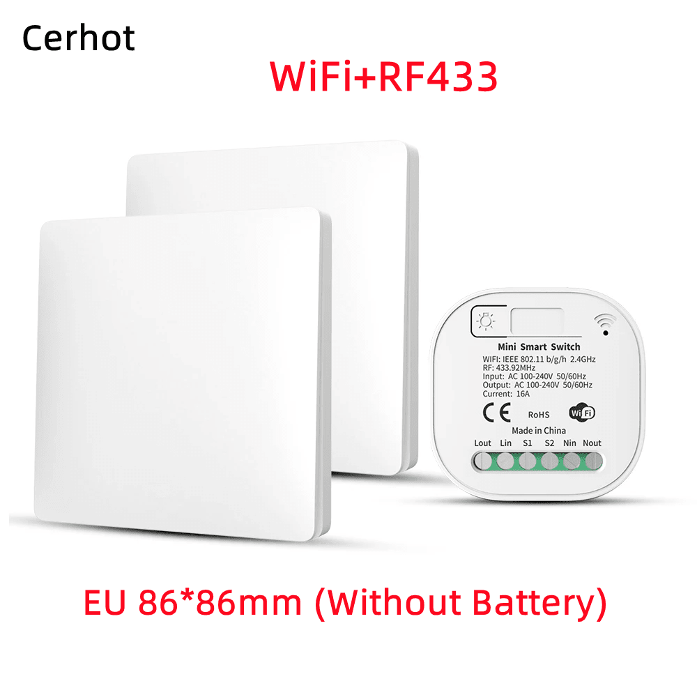 302WiFi European Standard EU 86 * 86mm Smart Switch Self Powered ...