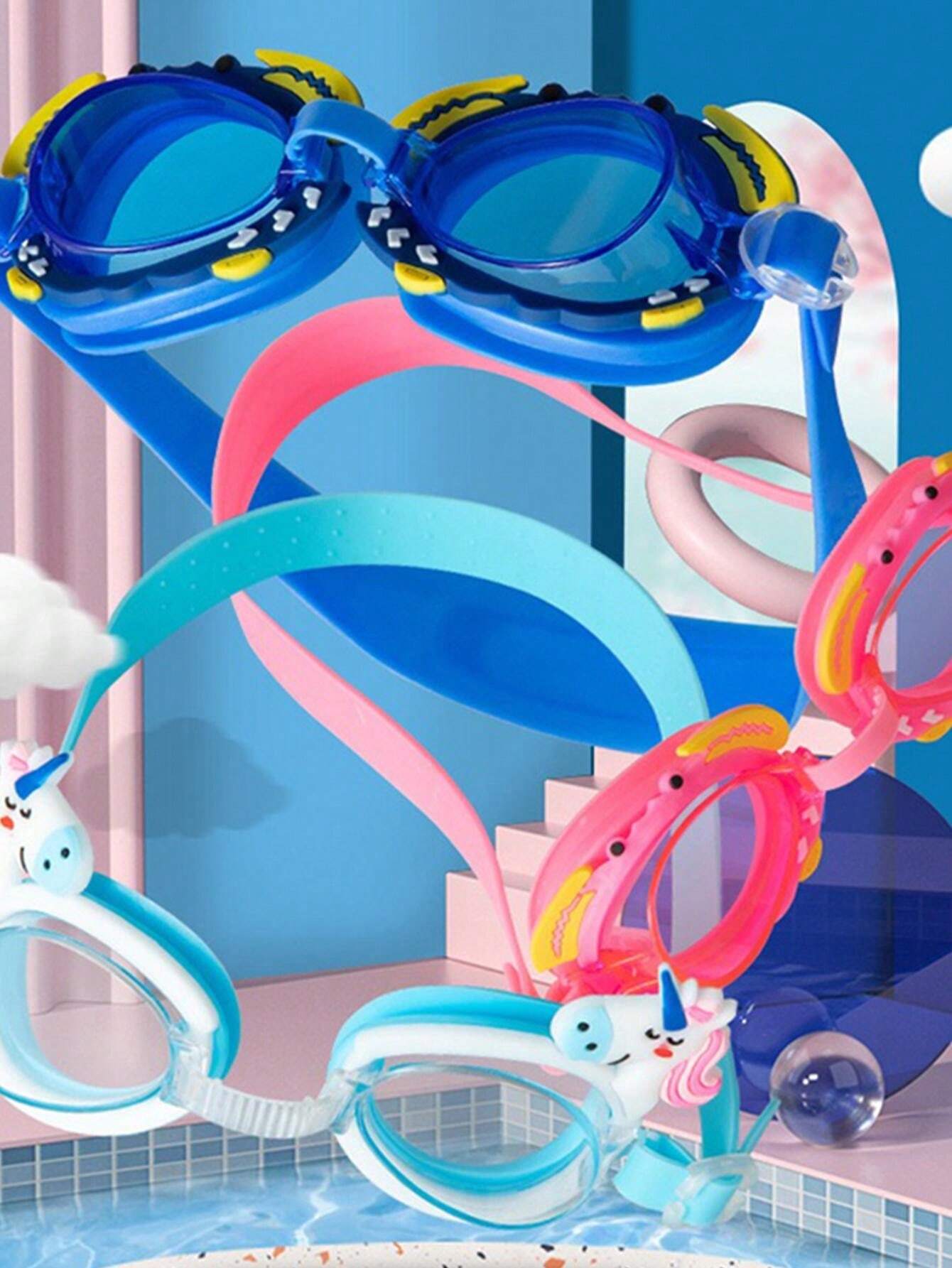 1pc Children Swimming Goggles Set (Goggles+Swim Cap+Nose Clip+Earplugs ...