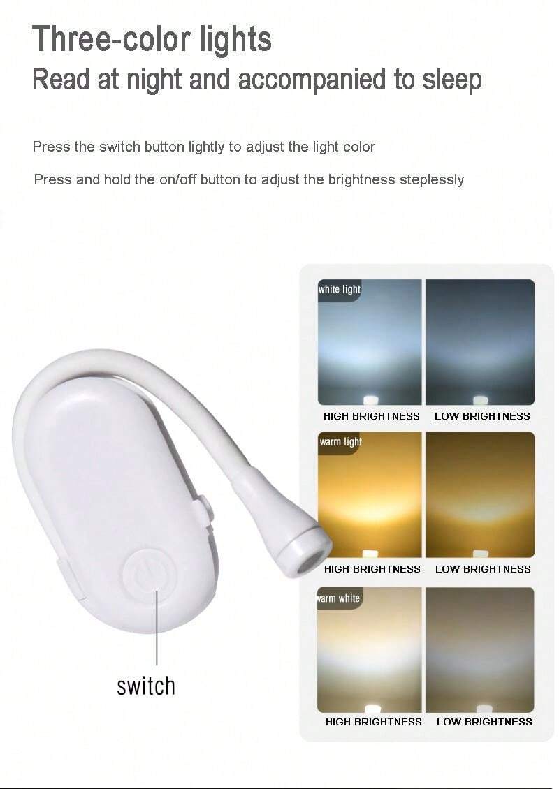 1pc Mini Clip Book Light, Rechargeable LED Light, Equipped With A 5V ...