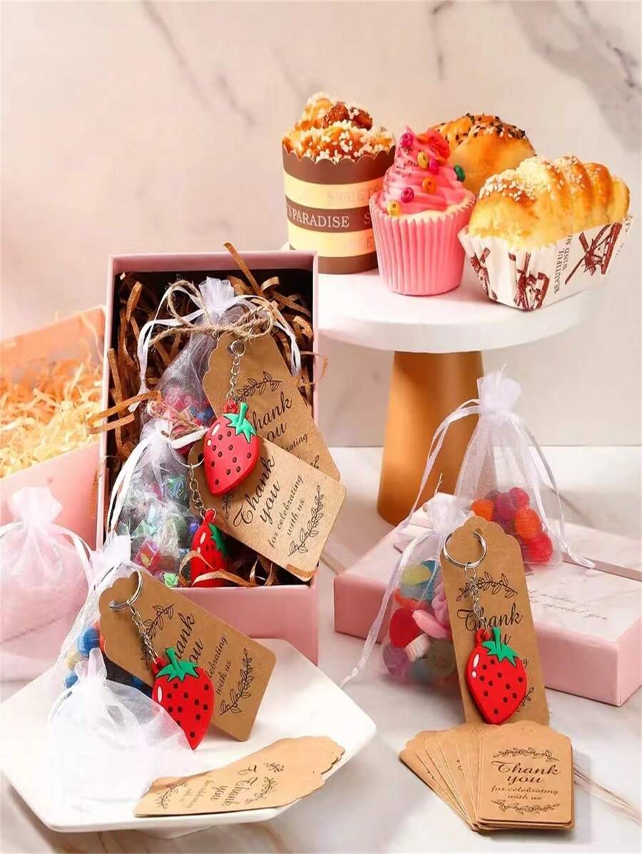 12 Sets Great Party Favors For Shower Cute Strawberry Fruit Keychains ...