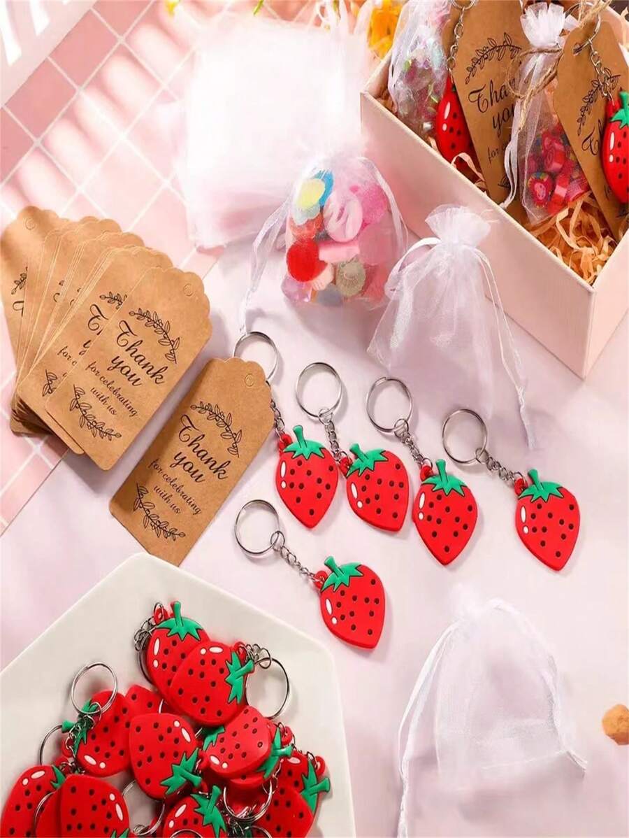 12 Sets Great Party Favors For Shower Cute Strawberry Fruit Keychains ...