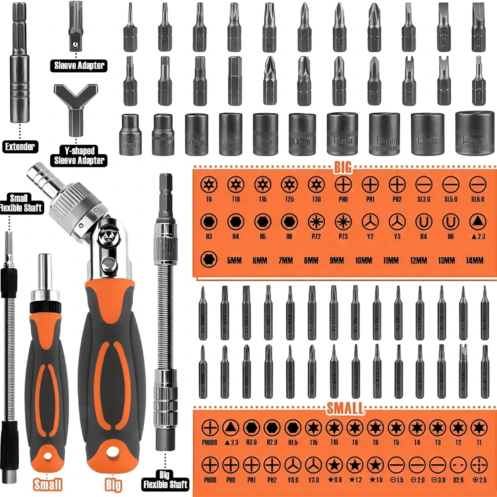 68-teiliges Ratschen Schraubendreher Set, Multi-Bit Ratschen Schraubendreher, Steckschlüssel Set ...