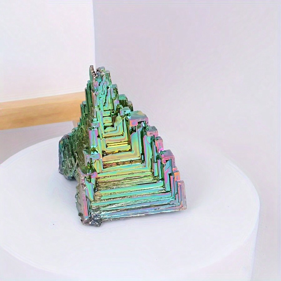 1pc Natural Bismuth Tower, Rainbow Aura Crystal Ore Pyramid, Mineral ...