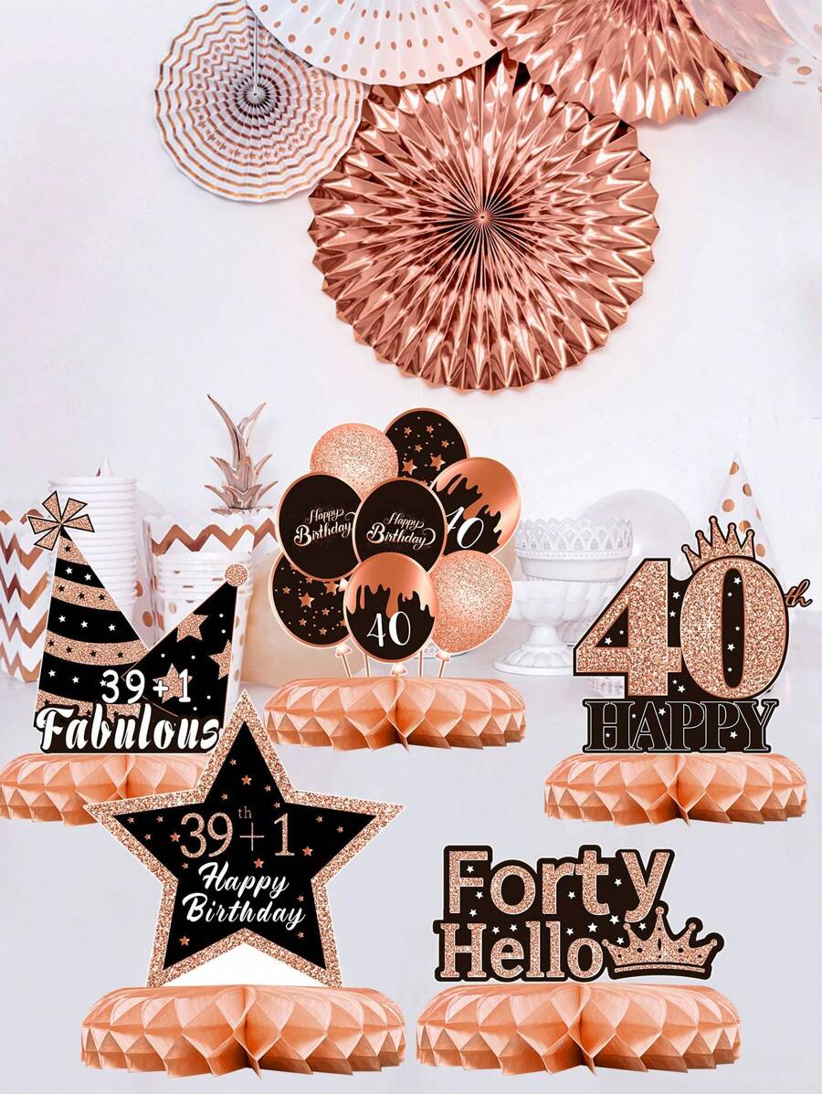 9Pcs Happy 40th Birthday Style Honeycomb Decoration,Party Supplies,40 ...
