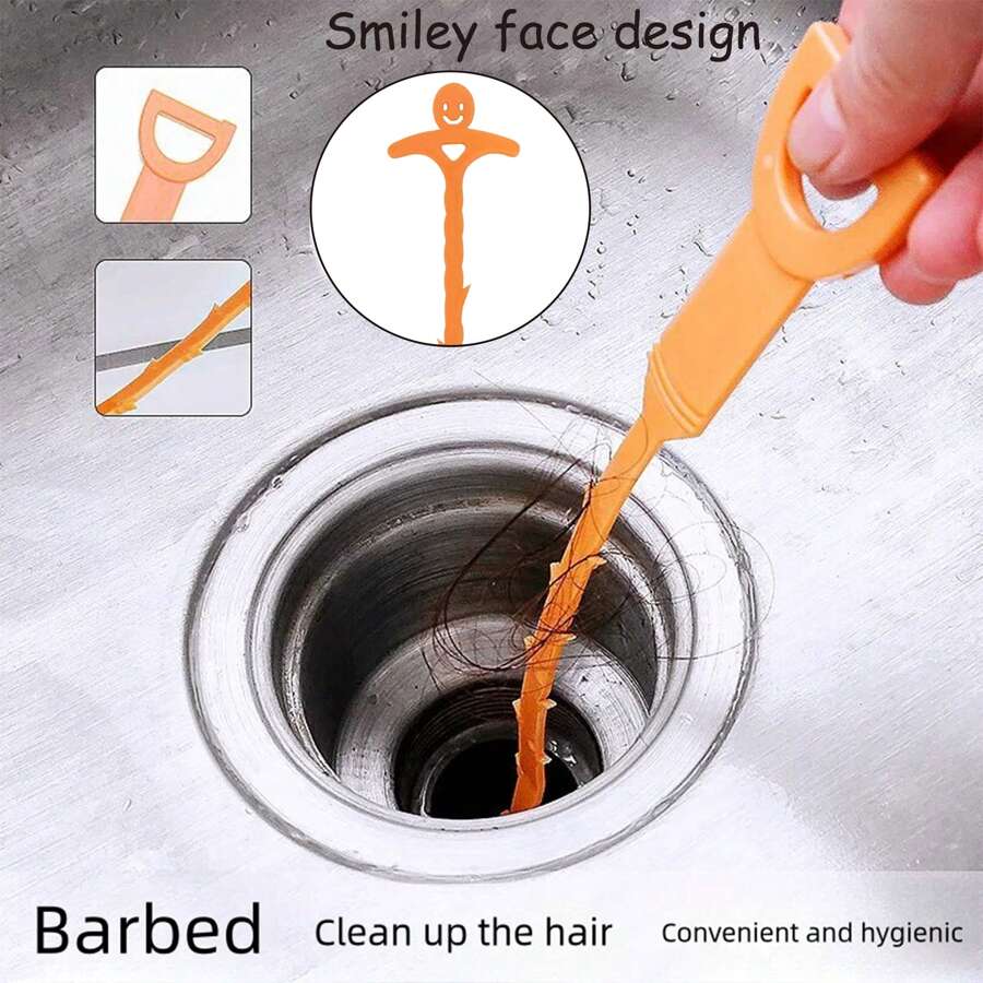 2pcs Happy Face Unclogging Hook, Household Sink Cleaning Hook, Toilet ...