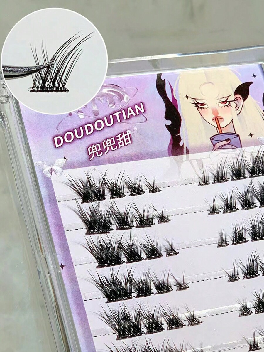 64pcs Clustered Faux Fur Fox Eyelashes, Self-Adhesive And Glue-Free ...