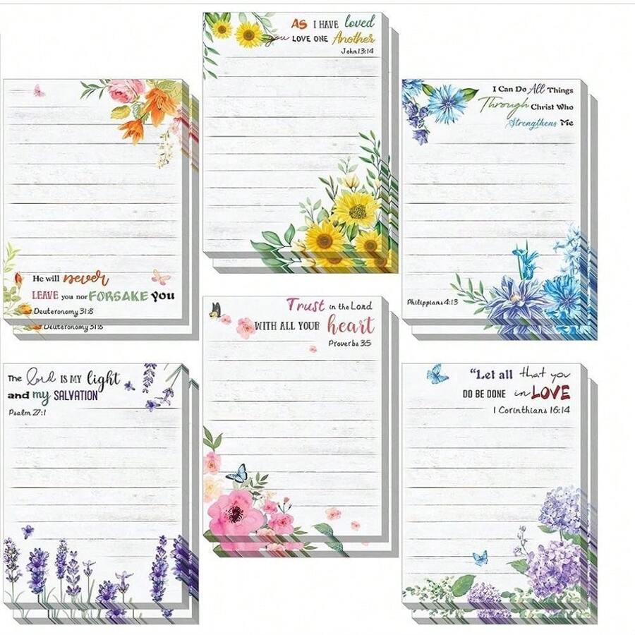 2/6/8 Packs Bible Sticky Notes 4''x5.5'' Christian Memo Pads Bible ...