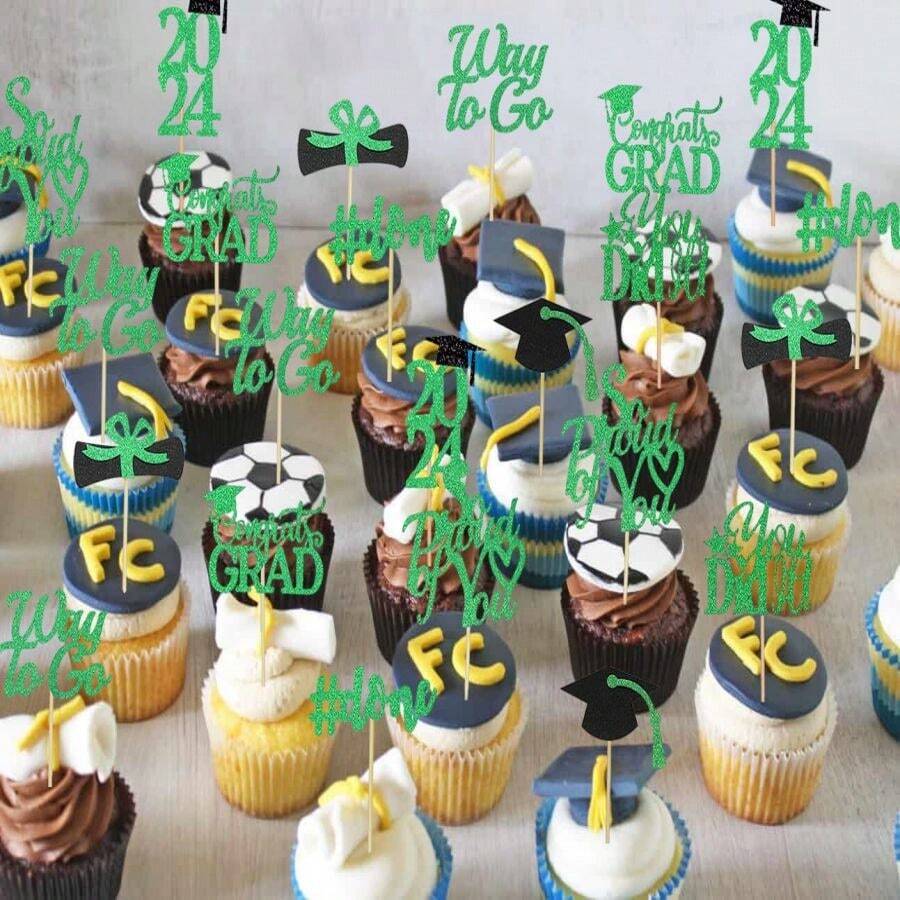 Graduation Cupcake Toppers 2024 Purple,Glitter Class Of 2024 Cupcake ...