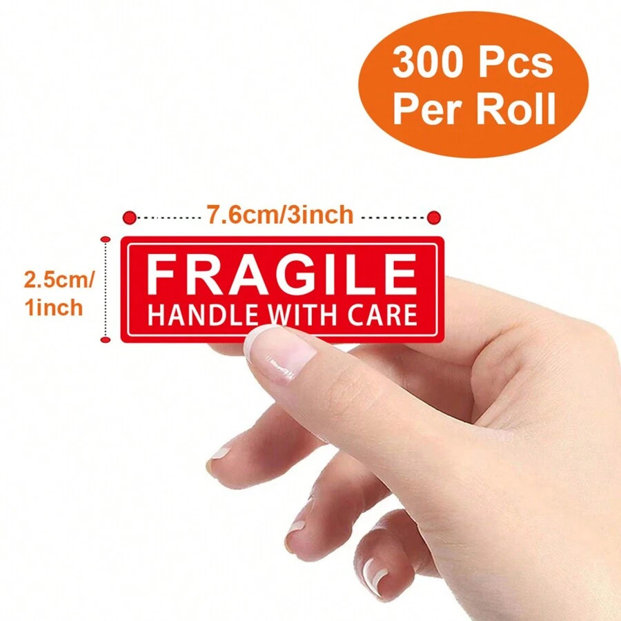 300pcs/Roll Red Warning Labels Stickers Handle With Care Packaging ...