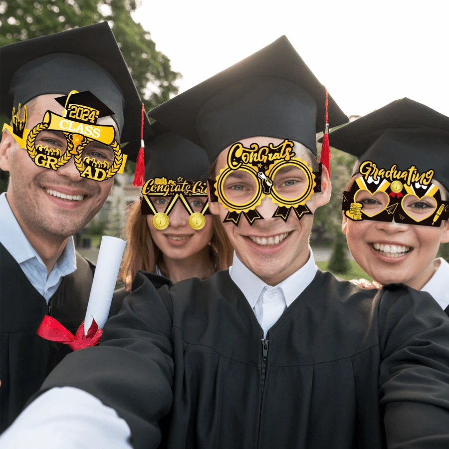 8 Pcs 2024 Graduation Glasses, Glitter 2024 Graduation Photo Booth ...