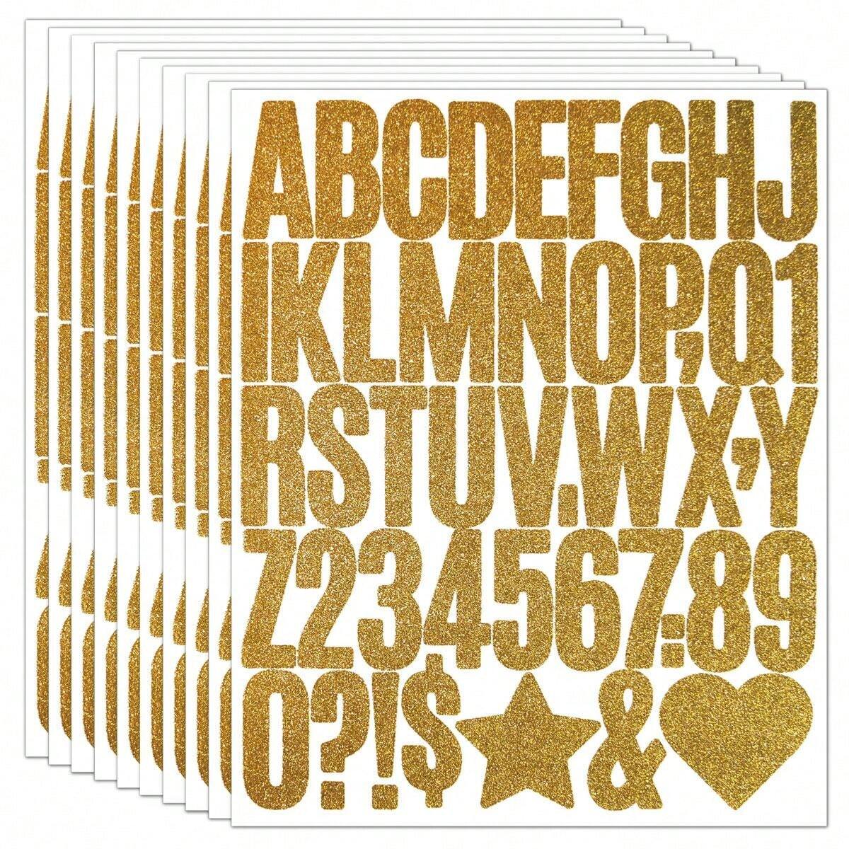 10 Sheets 2-Inch Gold Glittering Onion Alphabet Stickers, Waterproof ...