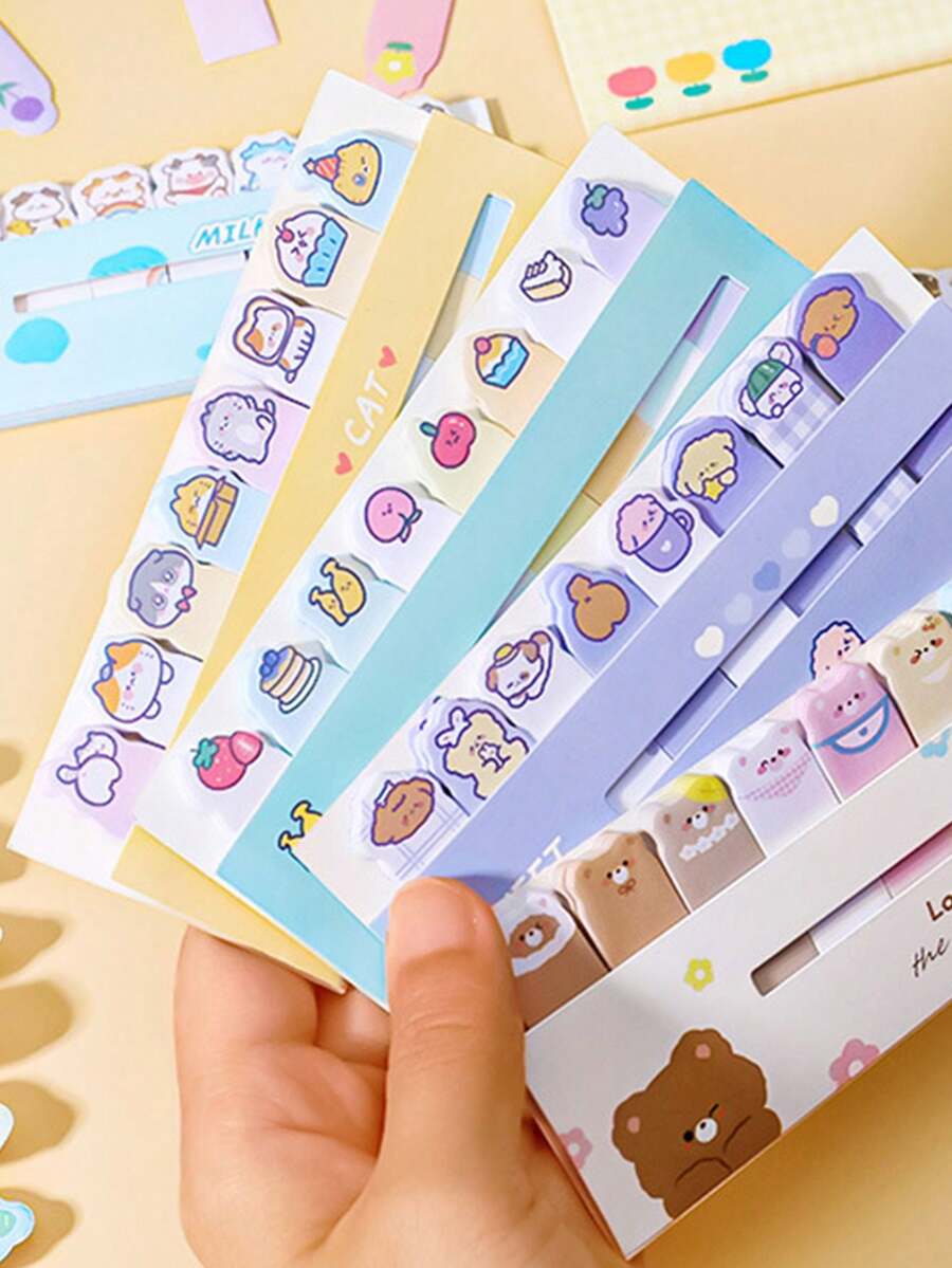 Cartoon Animal Line-Up Sticky Notes, Lovely INS Girlie Heart Index Tabs ...