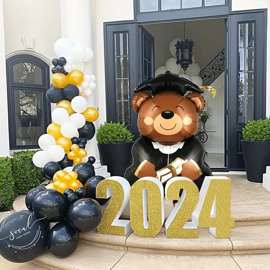 1pc 58 Inches Huge Standing Graduation White Bear Balloon ...