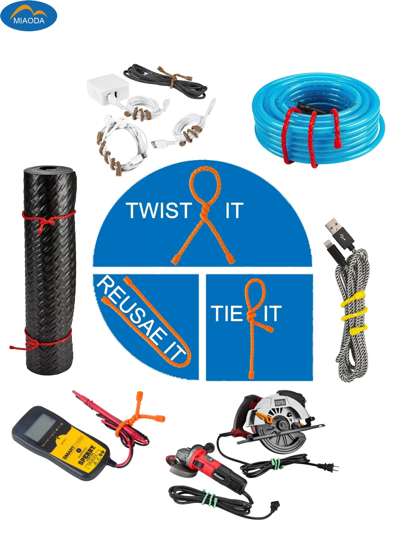 The Original Reusable Silicone Twist Tie For Cord Management And ...
