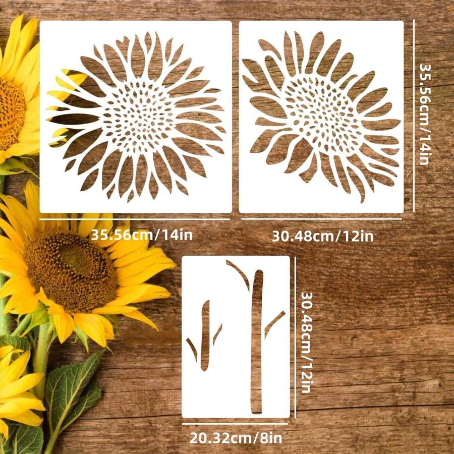 5 Large Sunflower Templates With Stem And Leaf Templates 1 Piece Is ...