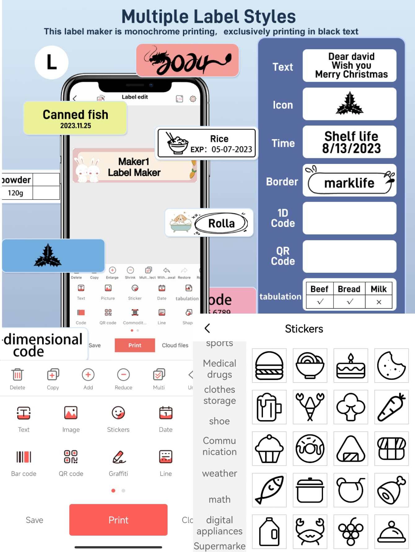 Marklife P15 Green Thermal Label Maker Machine - Wireless Sticker Printer, Pocket Sticker Maker ...