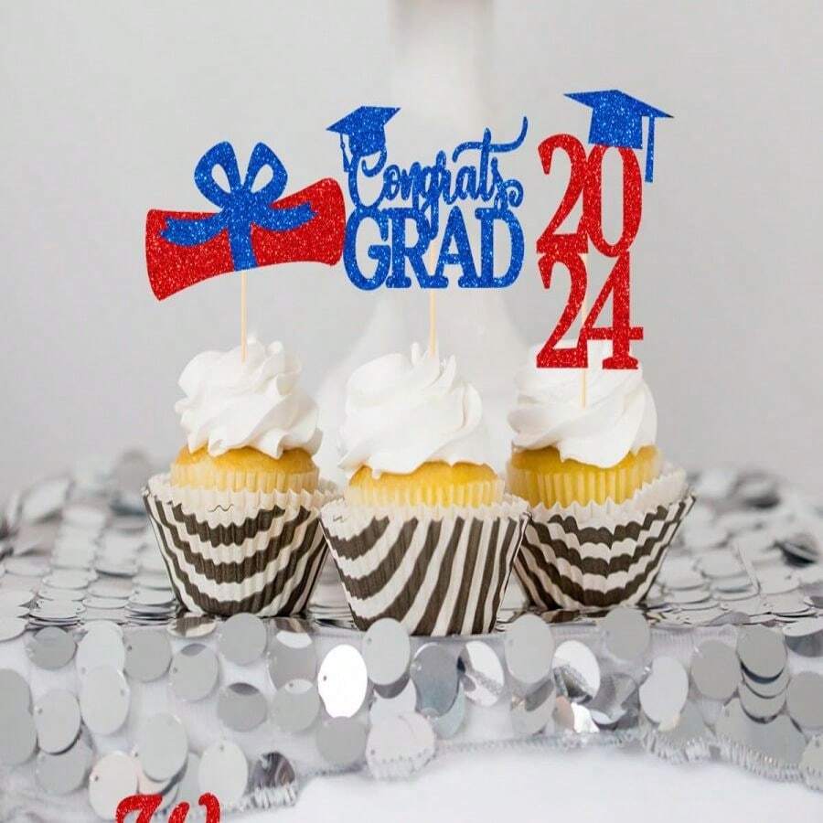 Graduation Cupcake Toppers 2024 Purple,Glitter Class Of 2024 Cupcake ...