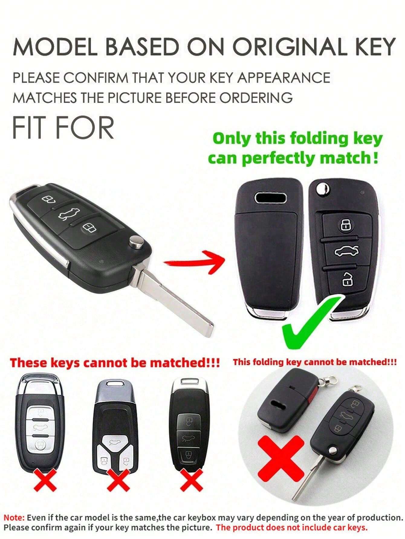1 Pc 3 Buttons TPU Car Fold Key Case Cover, Fit For Audi A1 A3 Q3 Q7 R8 A6L TT Keyless ...