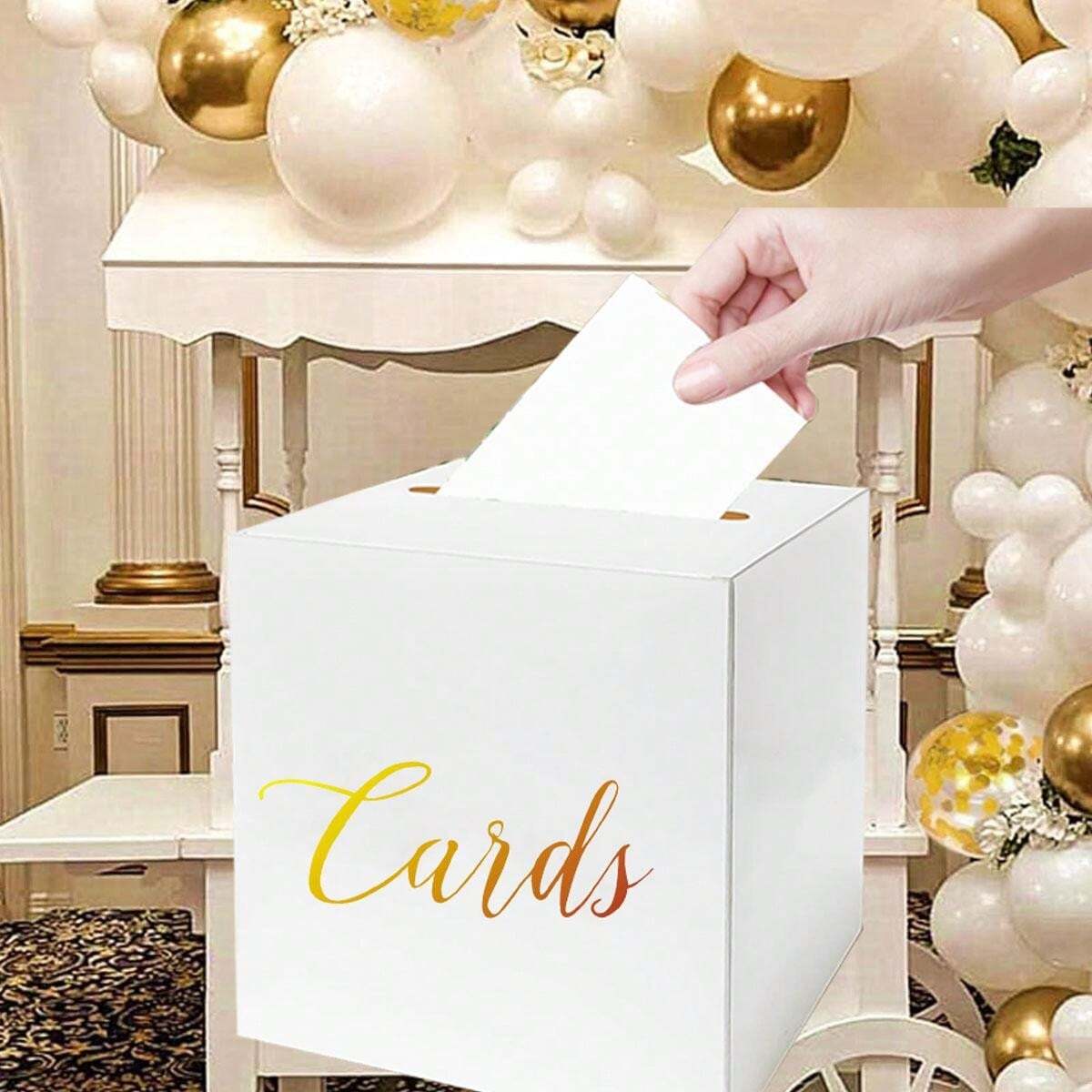 (Cool Decor) Gold Foiled White Card Box + 10 Cards, Perfect For Wedding ...