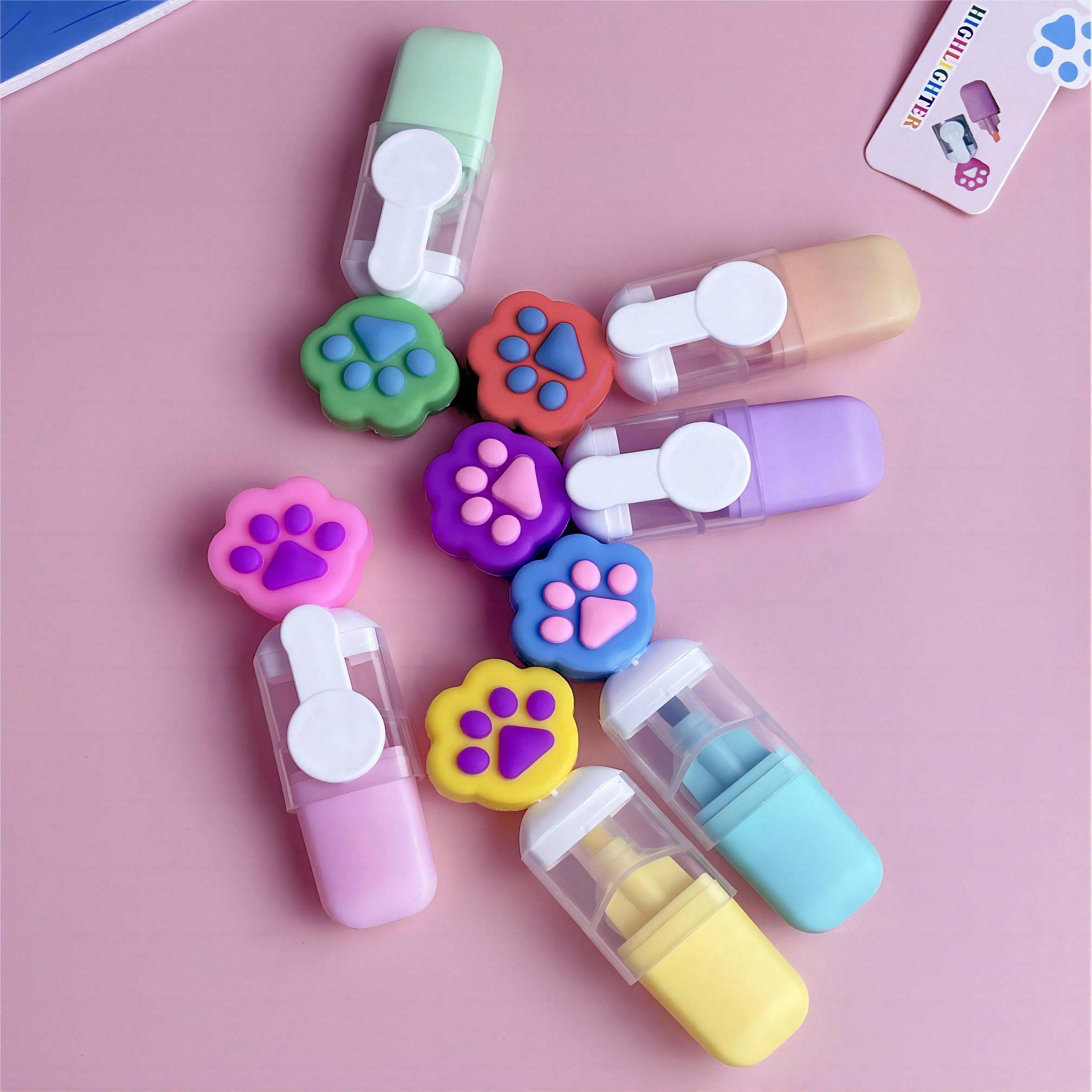 6pcs Cute Mini Cat's Paw Astronaut Highlighter Set For Painting Writing ...