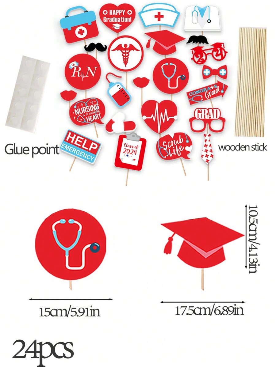 24pcs/Set Nurse And Doctor Themed Graduation Season Handheld Photo ...
